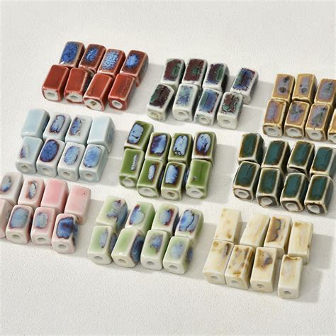 Porcelain Rectangular Beads Ceramic Reectangle Beads Colorful Ceramic Beads Bracelet Bead