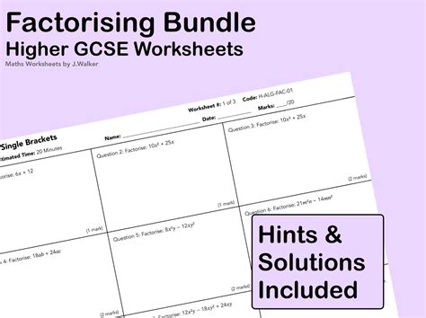 Gcse Maths Factorising Bundle Higher Tier Teaching Resources