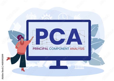 Pca Principal Component Analysis Acronym Concept With Keyword And Icons Flat Vector