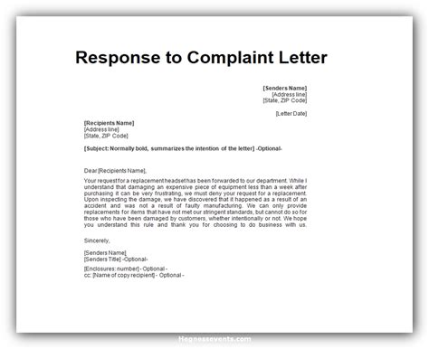 How To Reply To A Formal Complaint Letter Form Example Download