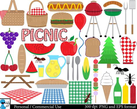 Picnic Set Clipart Digital Clip Art Graphics Personal Commercial