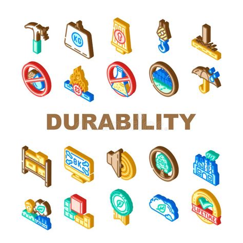 Strength Durability Product Icons Set Vector Stock Illustration