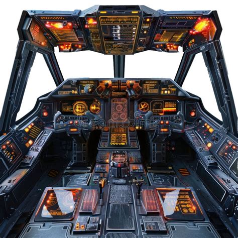 Futuristic Spaceship Cockpit Interface With Head Up Display Showing
