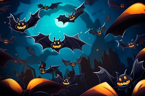 Premium Ai Image Halloween Pattern Bats Background Wallpaper Ai