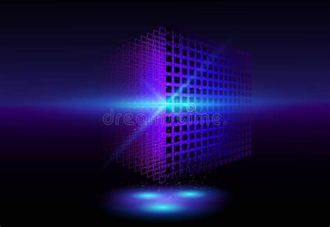 Perspective 3d Wireframe Cube Geometric Cube From Small Pieces Vector Ilustration Stock