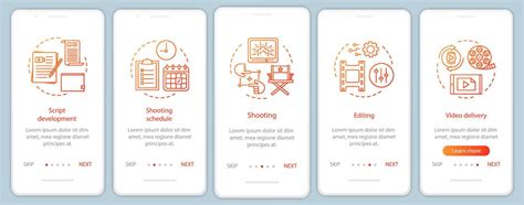 Video Production Onboarding Mobile App Page Screen Vector Template Film Making Process Movie