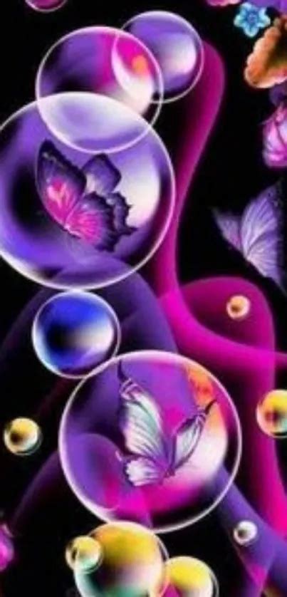 Vibrant Butterfly And Bubble Art Free Download