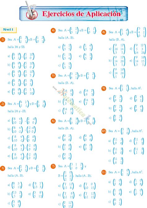 MultiplicaciÓn Y PotenciaciÓn De Matrices Ejemplos Resueltos De