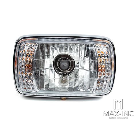 Rectangle Headlight With Indicators Blackchrome