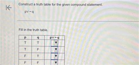Solved K Construct A Truth Table For The Given Compound