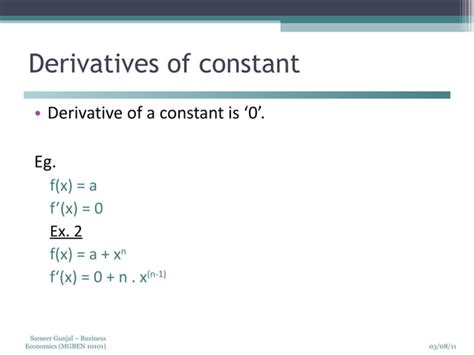 Business Economics Basics Of Math Derivatives Ppt Technology