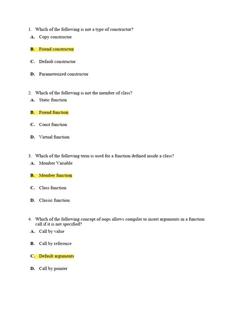Oops Mcq Some Marked Pdf Programming Constructor Object Oriented