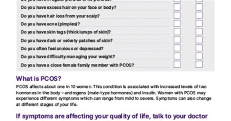 Polycystic Ovary Syndrome Pcos Symptom Checklist Jean Hailes