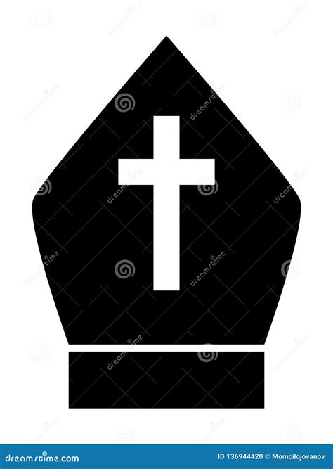 Silhouette Picture Of A Christian Symbol Of Bishop Hat Stock Vector