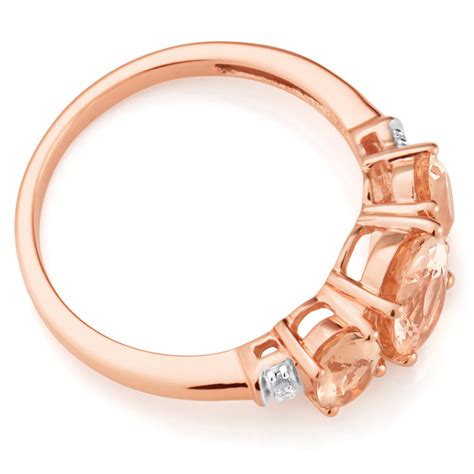 9ct Rose Gold Morganite 198ct And Diamond 0025ct Trilogy Ring Shiels