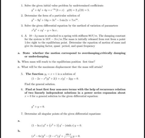 Solved 1 Solve The Given Initial Value Problem By