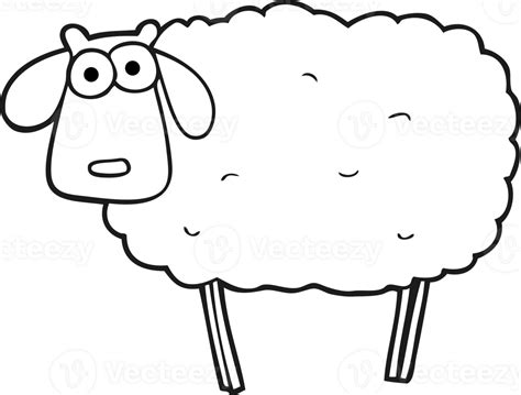 Black And White Cartoon Sheep 36485865 Png