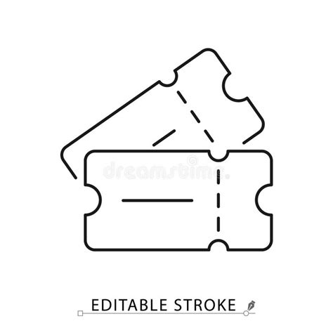 Minimalist Ticket Icon With Editable Stroke Vector Outline Symbol For