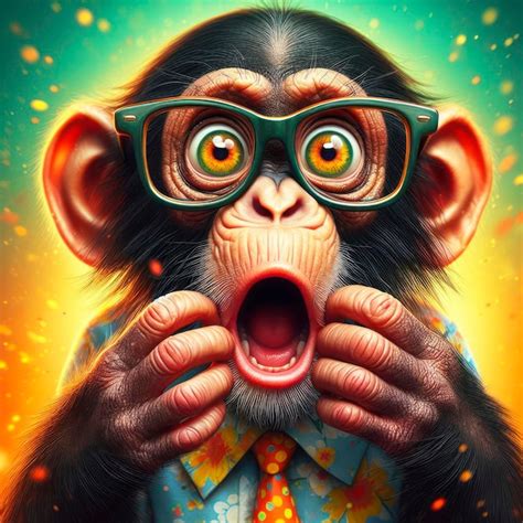 Premium Ai Image Surprised Chimpanzee With Bulging Big Eyes Wear