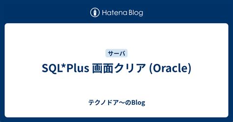 SQL Plus 画面クリア Oracle テクノドアのBlog