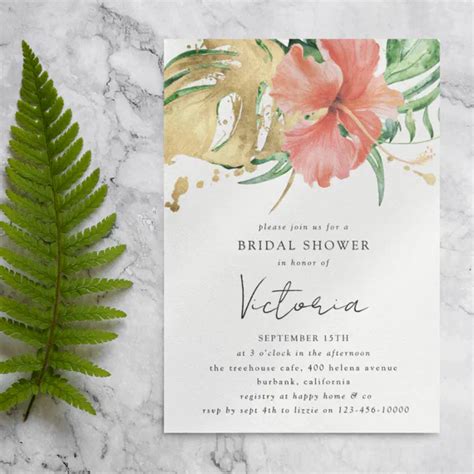 Tropical Floral Destination Wedding Bridal Shower Invitation Zazzle
