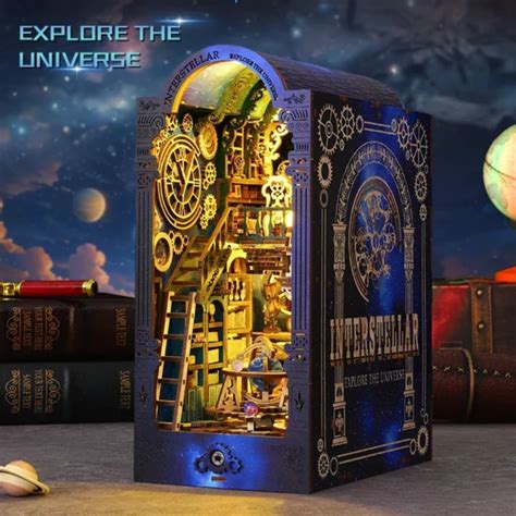 Interstellar Diy Book Nook Kit 3d Wooden Puzzle With Sensor Led