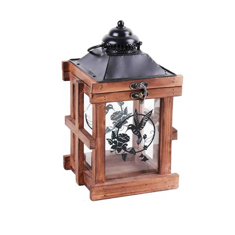 3 Pieces Solid Wood Square Lantern Set Boxman