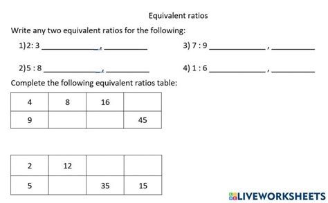 Equivalent Ratio Online Exercise For Live Worksheets