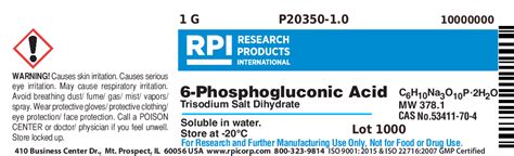 P20350 10 6 Phosphogluconic Acid Trisodium Salt Dihydrate 1 Gram