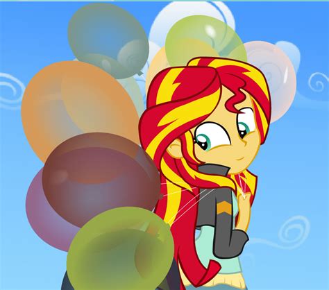 Sunset Shimmer Holding Balloons By Hakdurbin On Deviantart