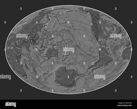 Kermadec Tectonic Plate On The Bilevel Elevation Map In The Fahey Oblique Projection Centered