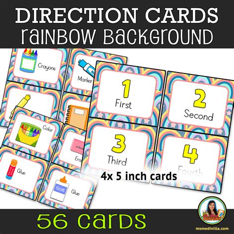 Classroom Management Picture Direction Cards Rainbow Decor Made By