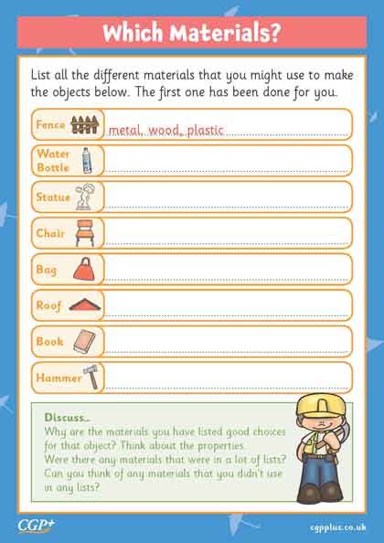 Which Materials For Which Objects Year 1 Cgp Plus