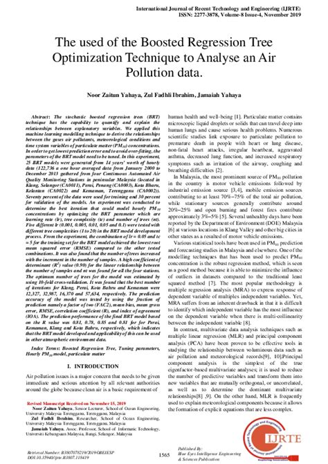 Pdf The Used Of The Boosted Regression Tree Optimization Technique To