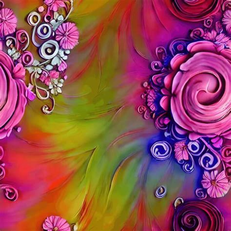 Download Colorful Abstract Floral Design With Flowers And Swirls Patterns Online Creative Fabrica