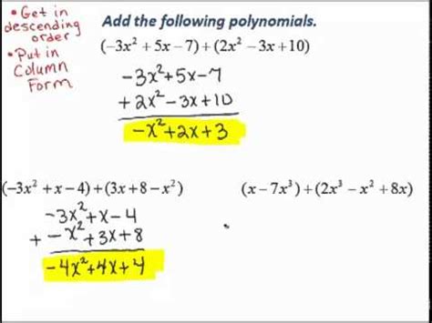 Addition Of Polynomials YouTube