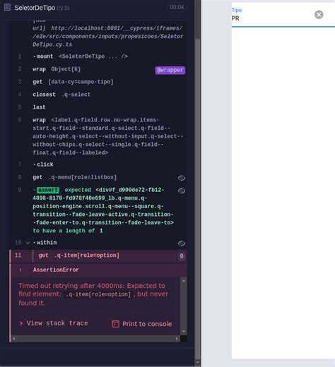 Simple Select Component Randomly Fails Test · Issue 343 · Quasarframeworkquasar Testing · Github