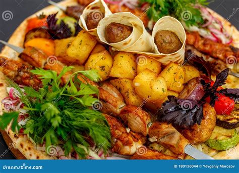 Assorted Kebabs Duck With Fruit Ribeye And Tibon Steak White Amur