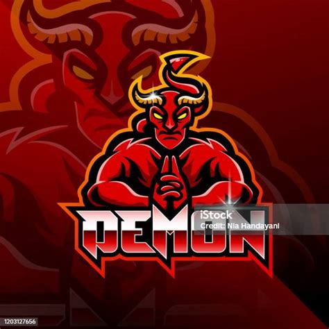 Desain Logo Maskot Demon Esport Ilustrasi Stok Unduh Gambar Sekarang