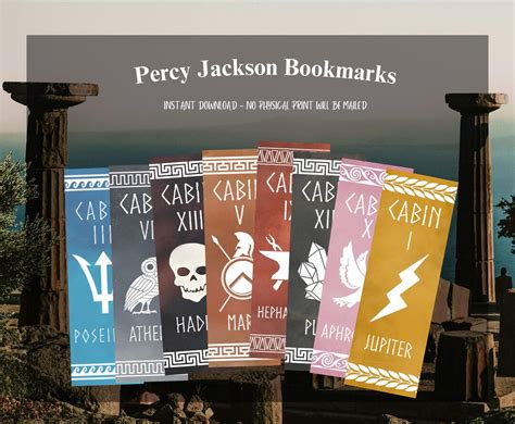 Percy Jackson Digital Download Bookmarks Greek Mythology Percy