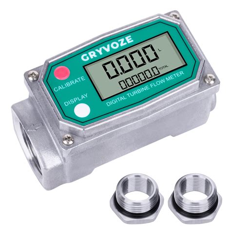 Gryvoze 1 Inch Digital Fuel Flow Meter 2 6 26 Gpm Inline Npt Turbine Flowmeter