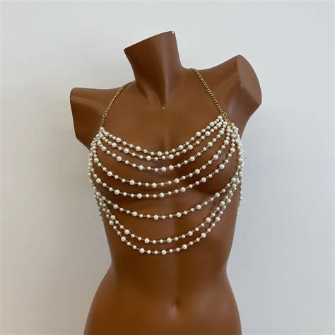 Pearl Body Chain Fashion Pearl Shoulder Necklace Womens Party