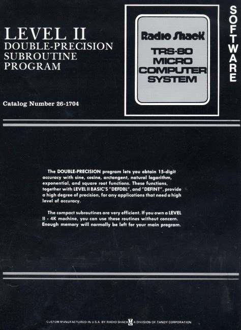 Level Ii Double Precision Subroutine Program Software Computing History