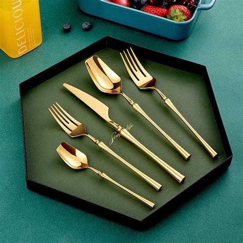 Titanium Golden Plated Silverware Flatware Set Yedwo Yedwo