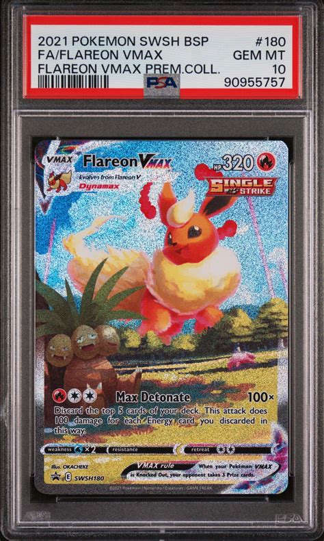 2021 Pokemon Swsh Black Star Promo 180 Full Artflareon Vmax Flareon
