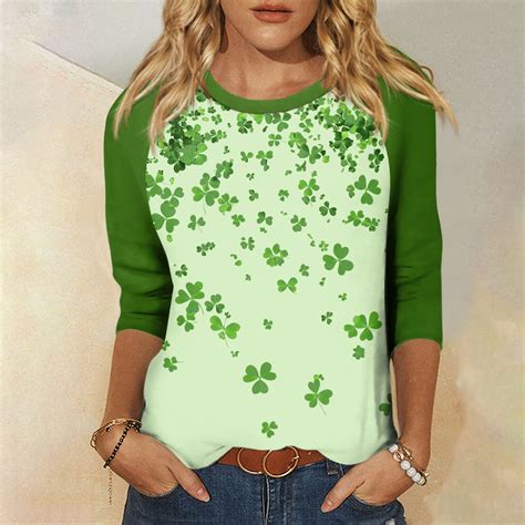 Dwralegc 34 Raglan Sleeve St Patricks Day Shirt Women 2026 Fashion
