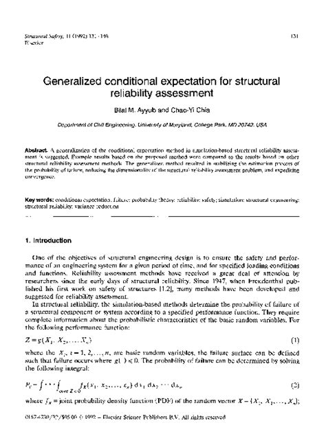 Pdf Generalized Conditional Expectation For Structural Reliability
