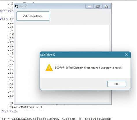 Taskdialogindirect In Its Simpliest Form Throws Einvalidarg Vbforums
