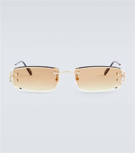 Cartier Signature C De Cartier Rectangular Sunglasses In Metallic For