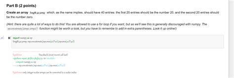 Solved Part B Points Create An Array Length Array Chegg Com